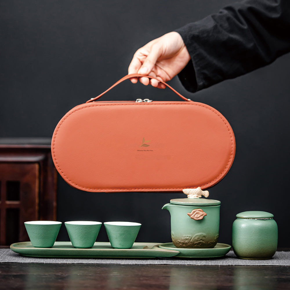 Portable Kung Fu Tea Travel Set with Storage Bag
