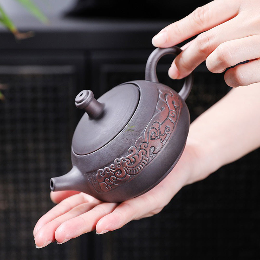 Relif Lotus Yixing Purple Clay Tea Set