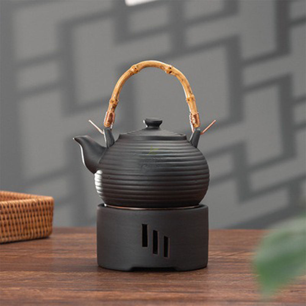 Japanese Kyusu Clay Tea Set with Warmer and Tray