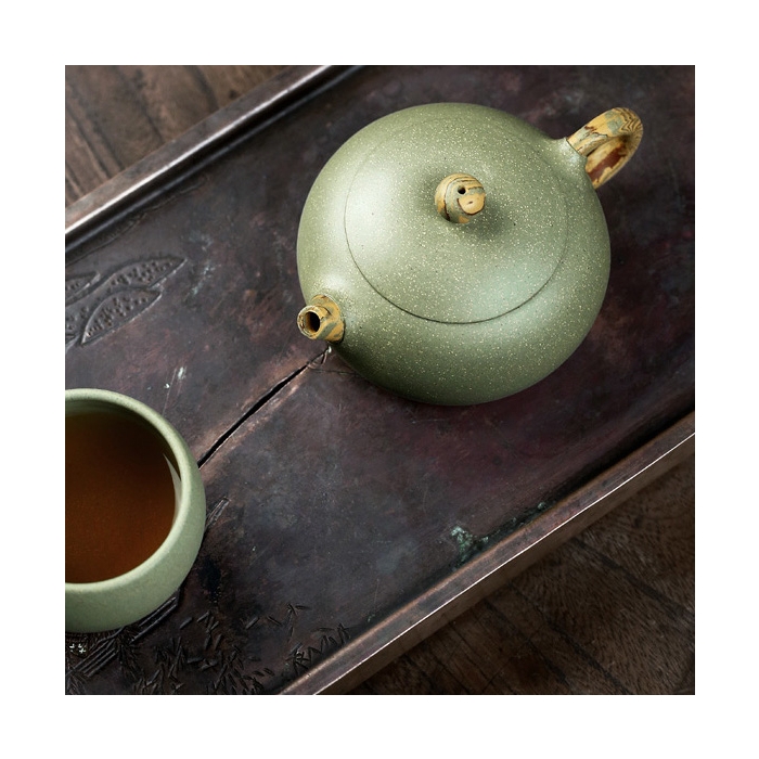 Yixing Tea Set with Teapot, Pitcher & 2 Cups in Gift Box, Dou Qing Clay