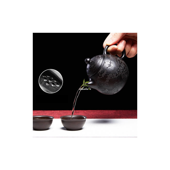 Egg Oval Shaped Black Dragon Yixing Teapot - Long Dan Craft Zisha Tea ...
