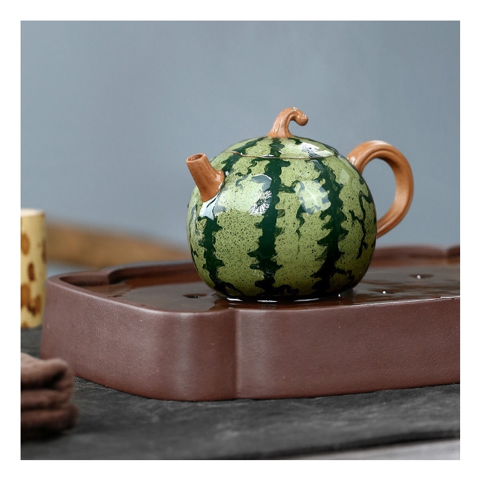 Watermelon-Shaped Yixing Teapot and Teacups Set: Exquisite ...