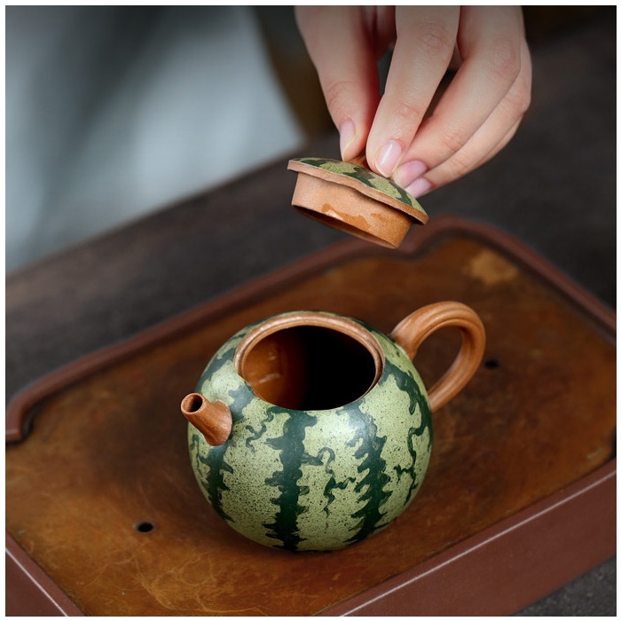Watermelon-Shaped Yixing Teapot and Teacups Set: Exquisite ...