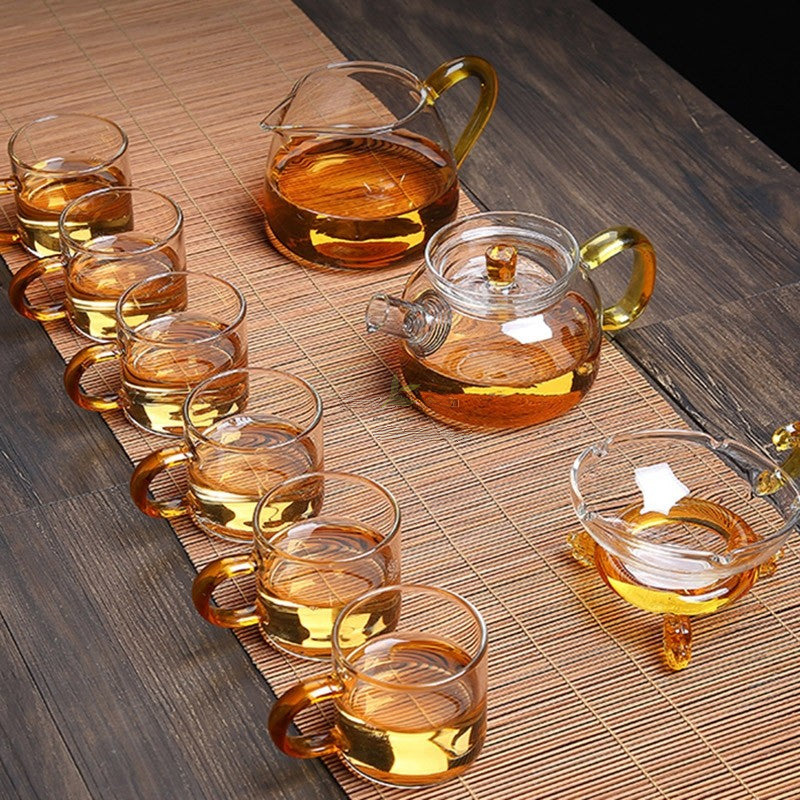 Cognac-Handled Glass Tea Set